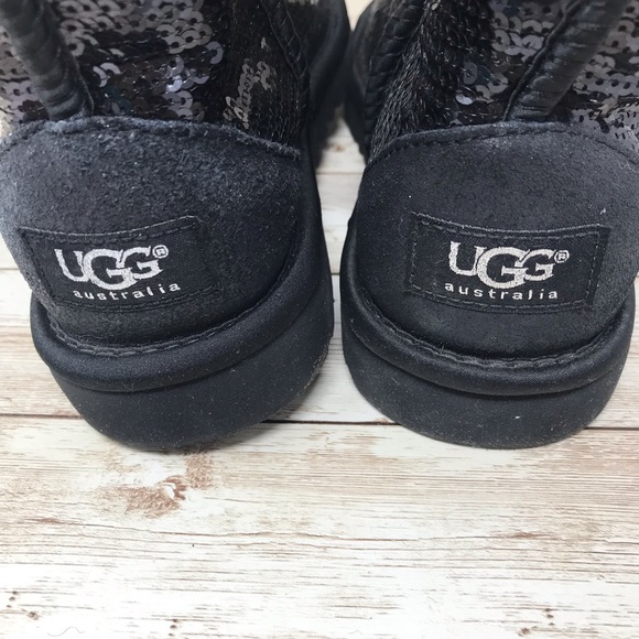 UGG | Shoes | Ugg Classic Short Cosmo Sequin Black Boot Size 6 | Poshmark